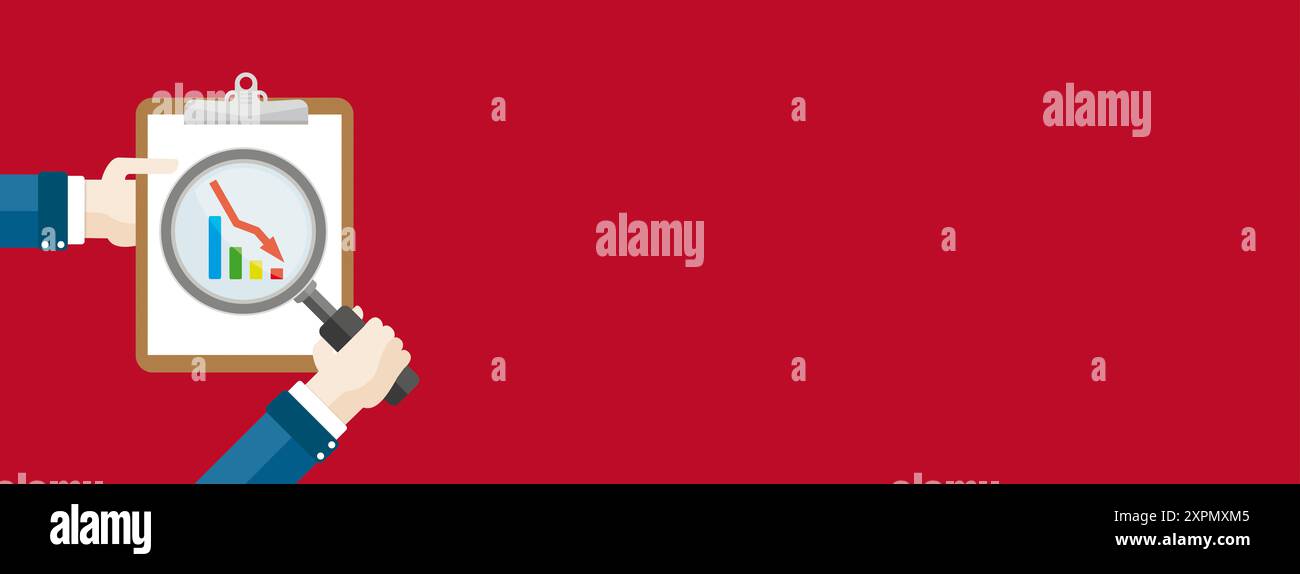 Flat Hand Loupe Clipboard Chart Stock Market Crash Human hand with a ...