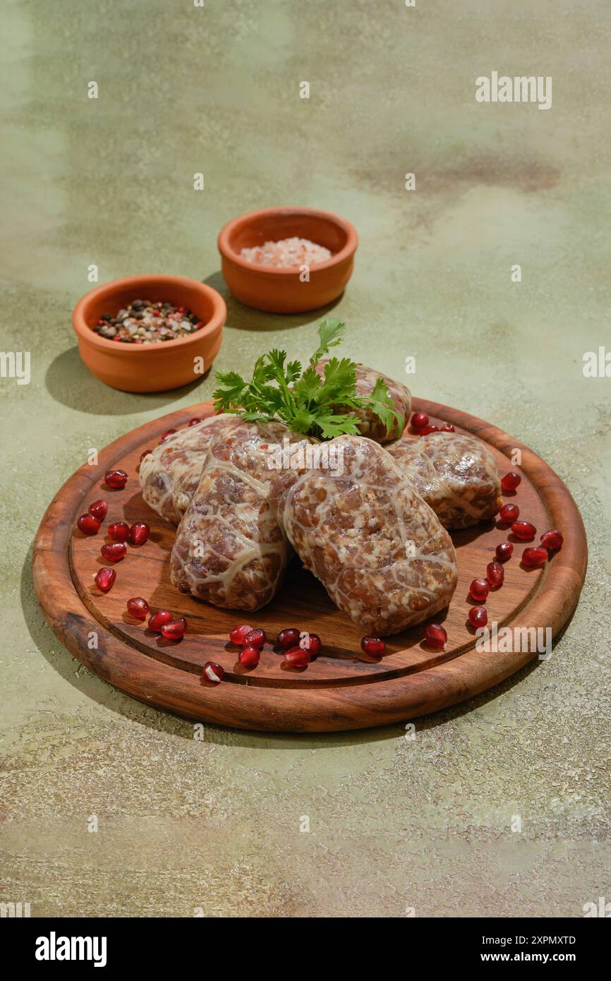 Traditional Georgian raw beef cutlets - Apkhazura with spice and herbs ...