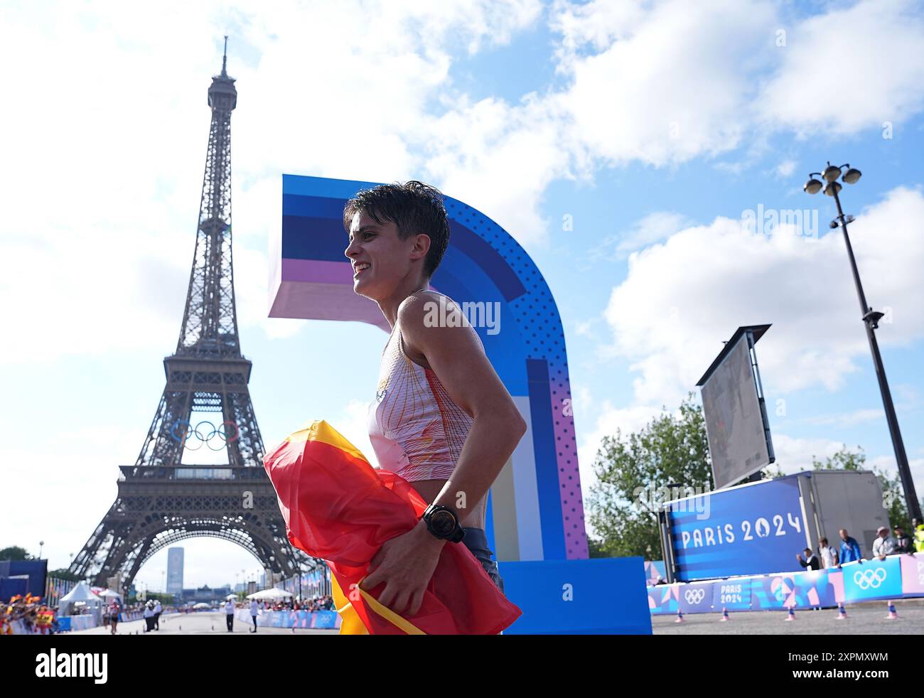 (240807) -- PARIS, Aug. 7, 2024 (Xinhua) -- Maria Perez of Spain ...