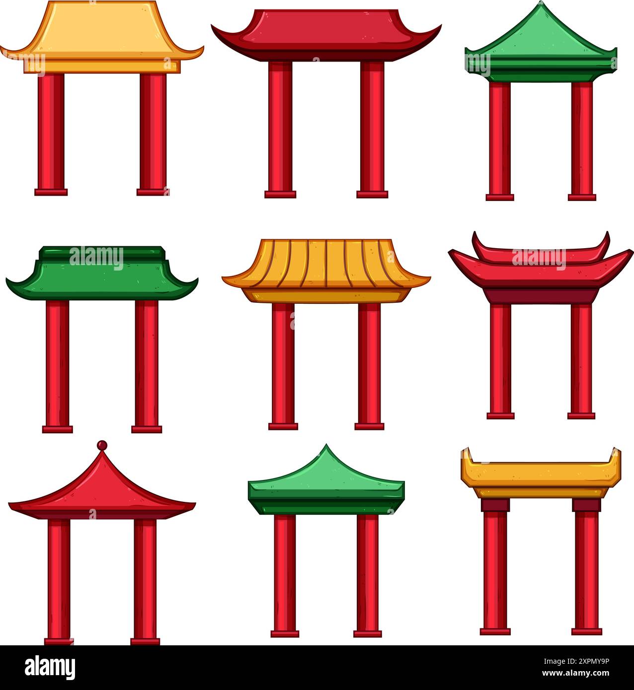 pagoda roof set cartoon vector illustration Stock Vector Image & Art ...