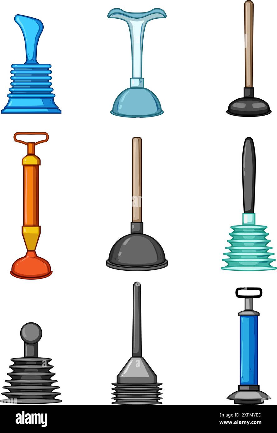 plunger set cartoon vector illustration Stock Vector Image & Art - Alamy