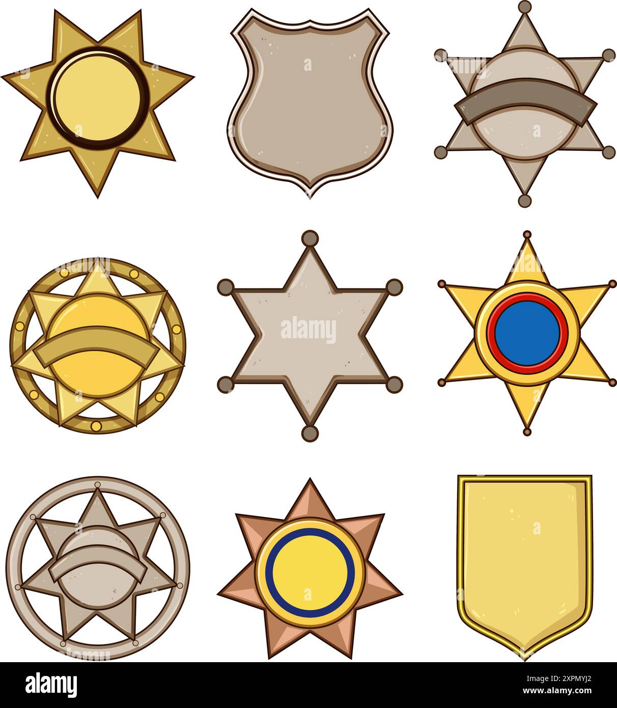 sheriff badge set cartoon vector illustration Stock Vector Image & Art ...