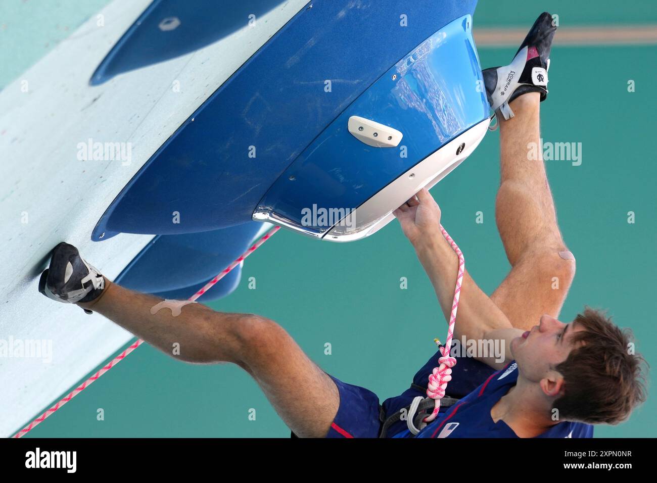 Colin Duffy of the United States competes in the men's boulder and lead ...