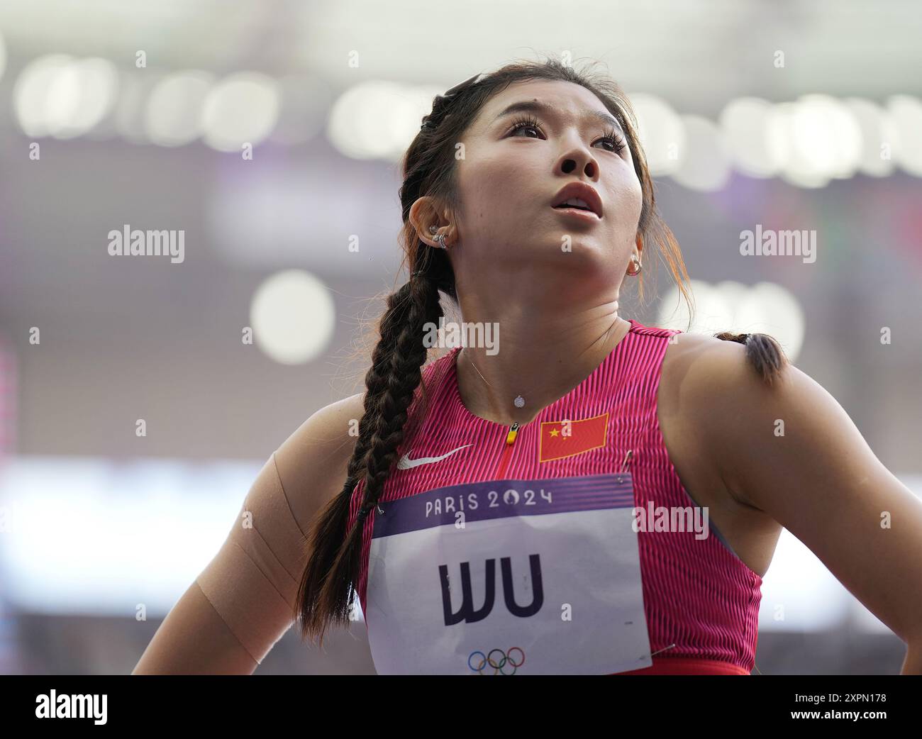 Paris, France. 7th Aug, 2024. Wu Yanni of China reacts after the women ...