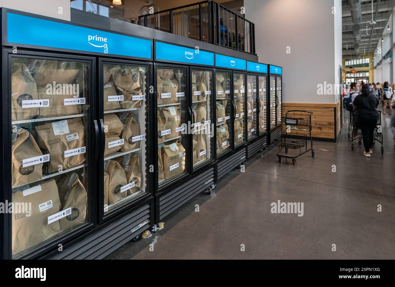 PHILADELPHIA, PENNSYLVANIA - SEPTEMBER 29, 2019: Aisle of refrigerators ...