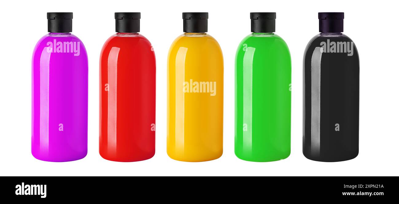 One single new clean blank shampoo bottles, object isolated on white ...