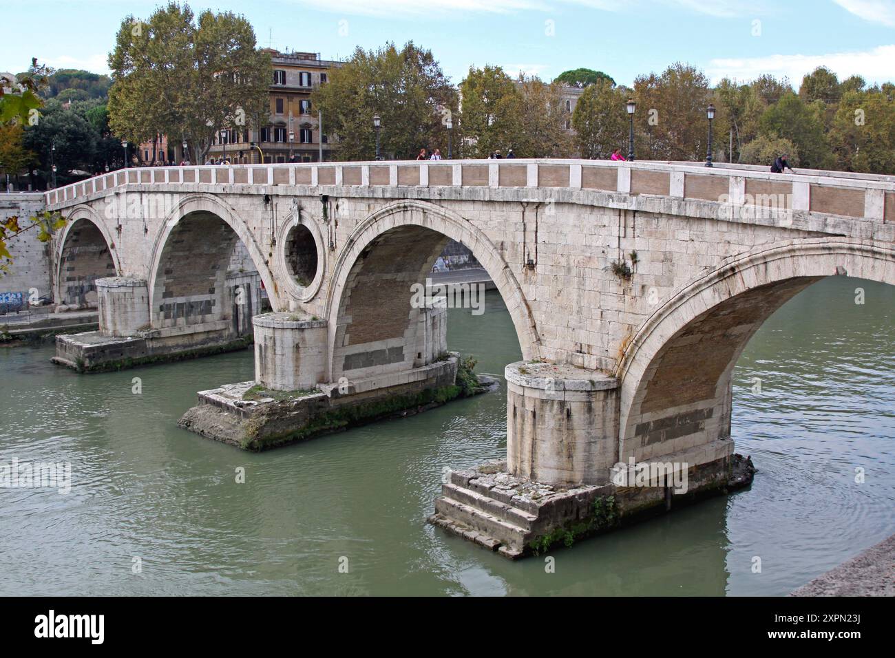Rome, Italy - October 25, 2009: Old Stone Arch Bridge Garibaldi Over ...