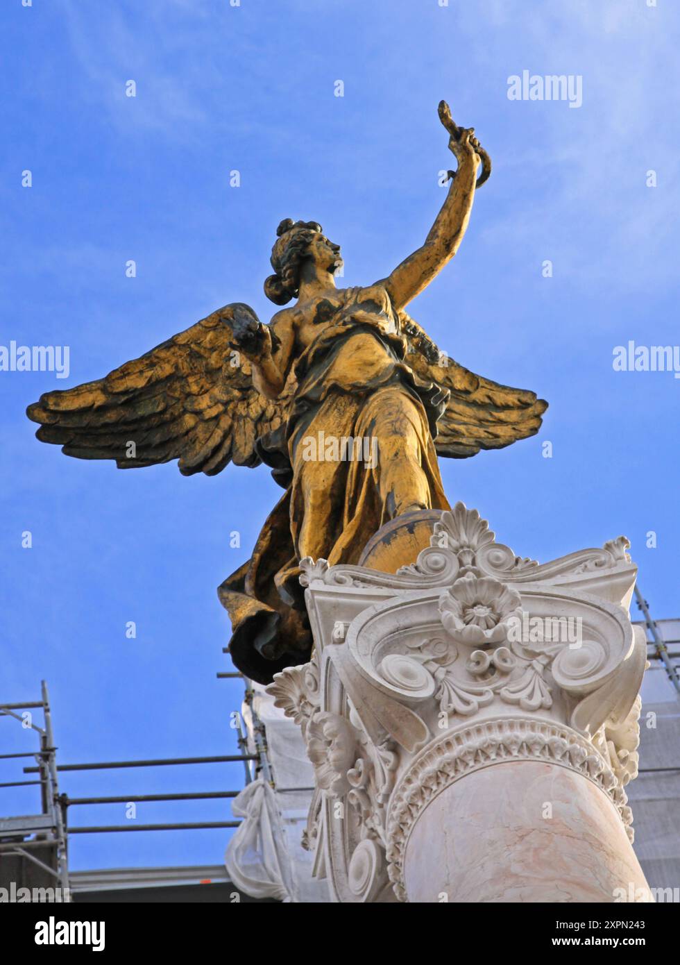 Rome, Italy - October 25, 2009: Winged Victory Woman Statue Holding ...