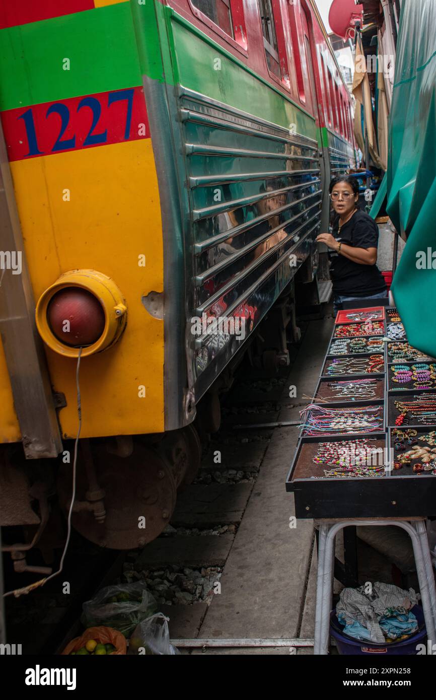 Talad Rom Hub, also known as the Maeklong Railway Market Stock Photo ...