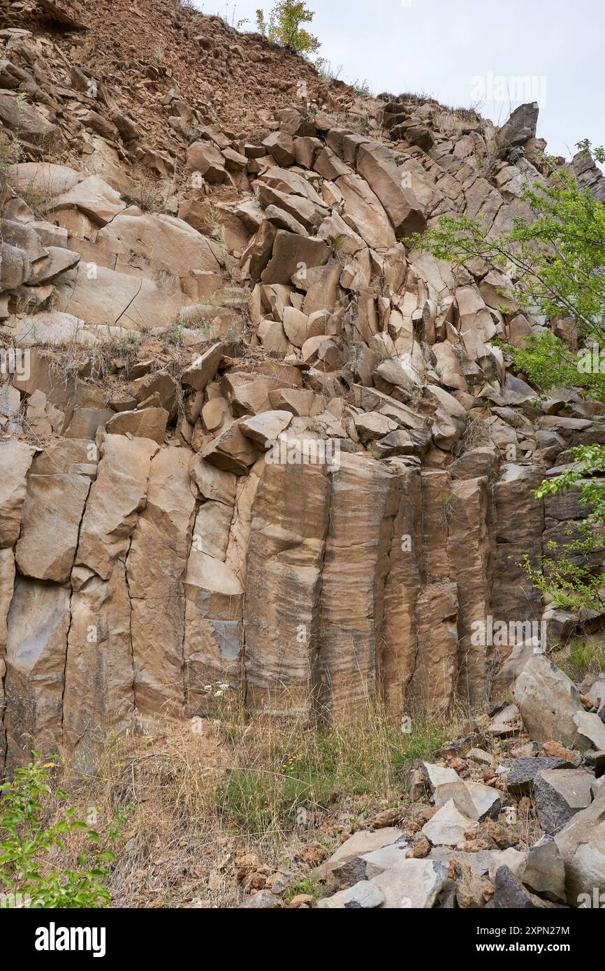 Various rock formations of basalt, sandstone, dross and others in ...