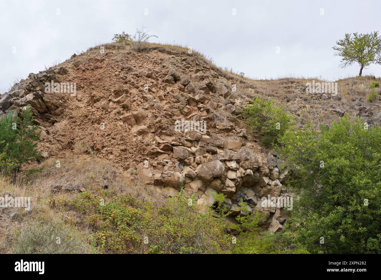 Various rock formations of basalt, sandstone, dross and others in ...