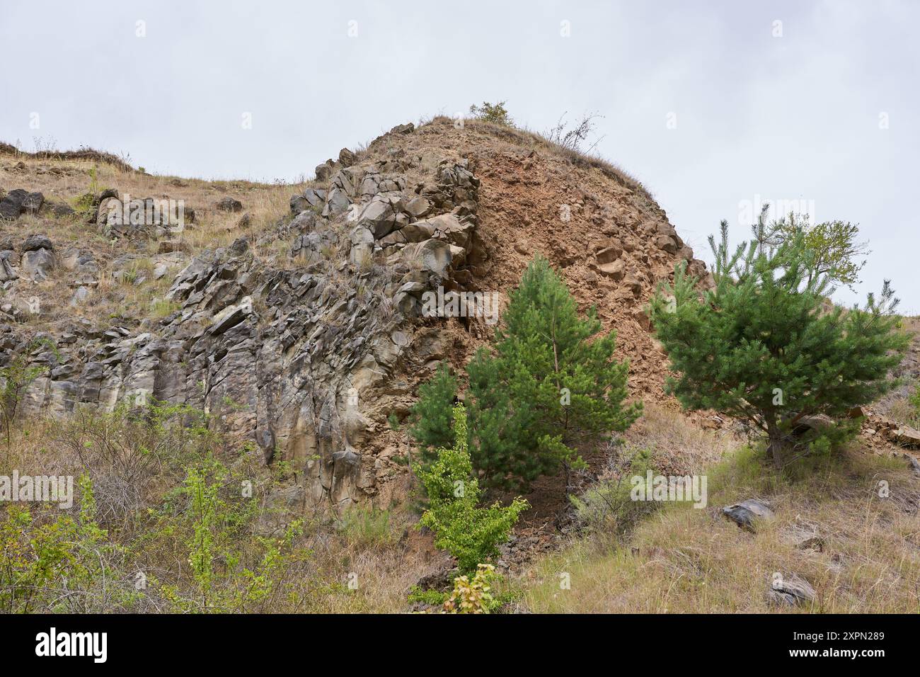 Various rock formations of basalt, sandstone, dross and others in ...