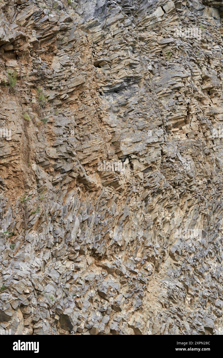 Various rock formations of basalt, sandstone, dross and others in ...