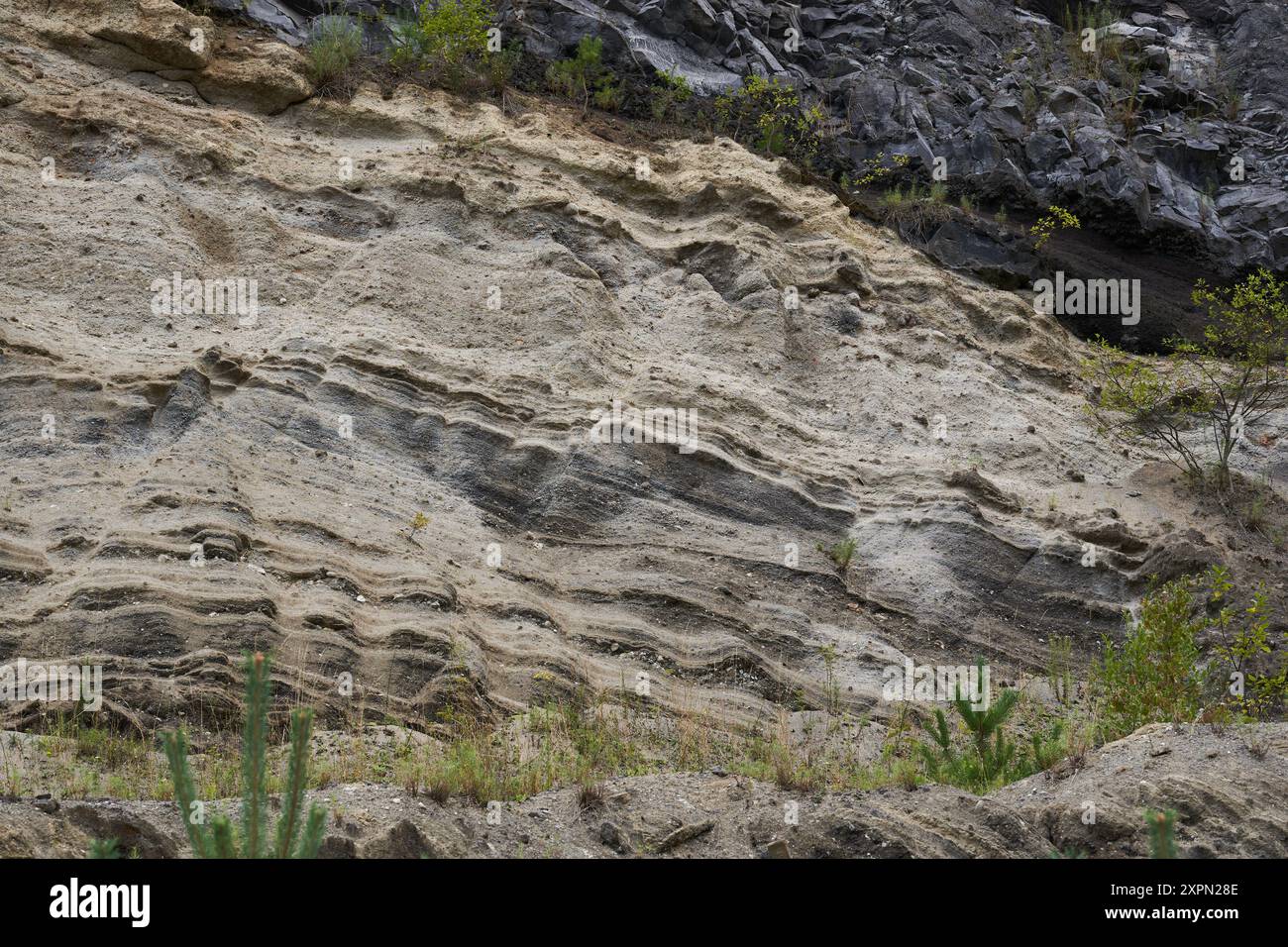Various rock formations of basalt, sandstone, dross and others in ...