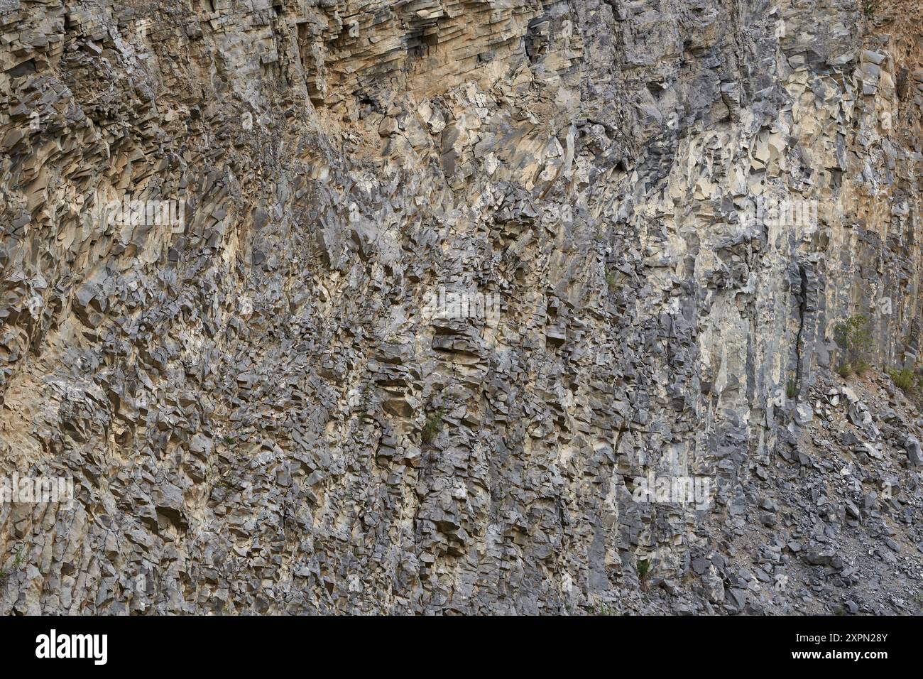 Various rock formations of basalt, sandstone, dross and others in ...