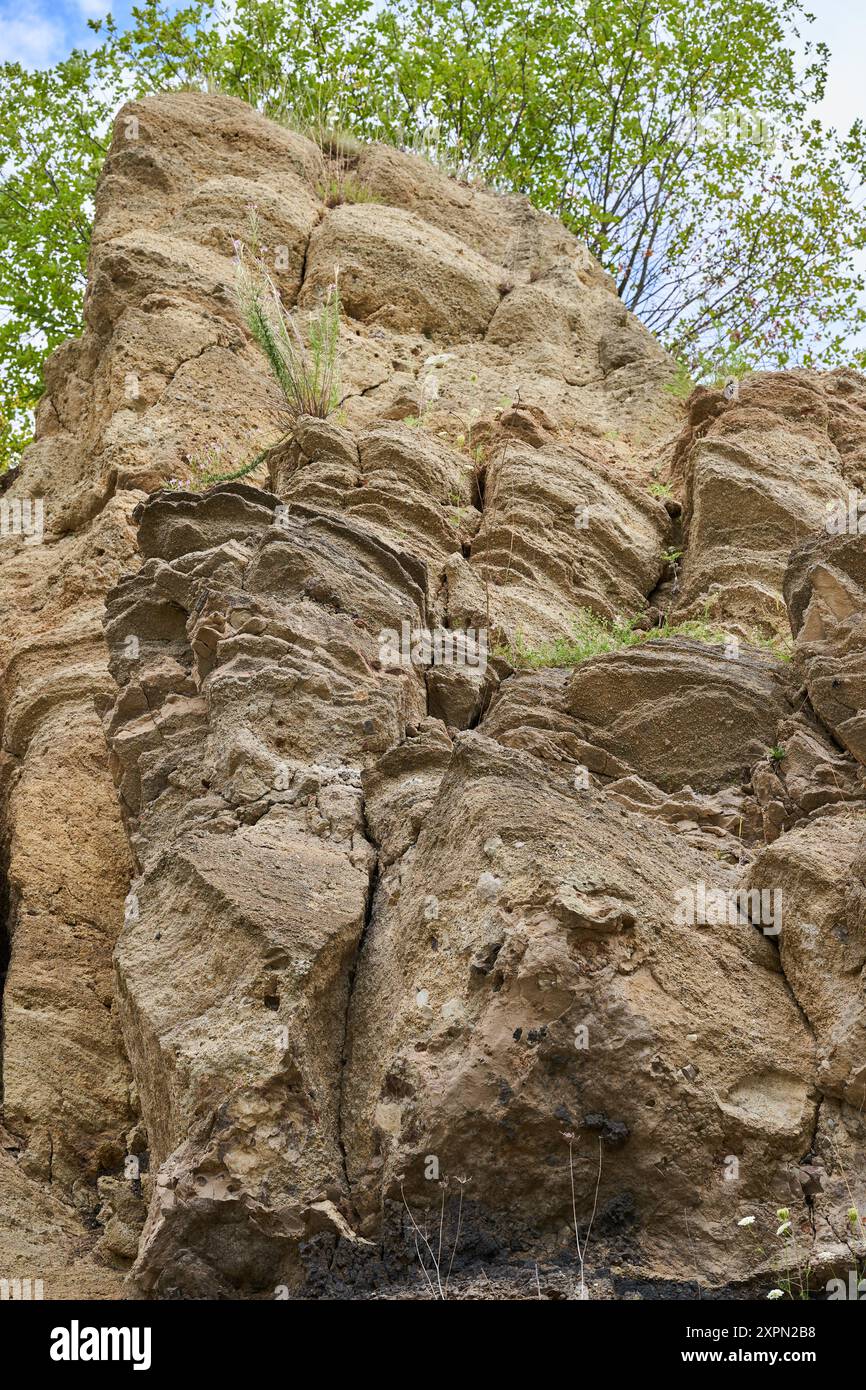 Various rock formations of basalt, sandstone, dross and others in ...