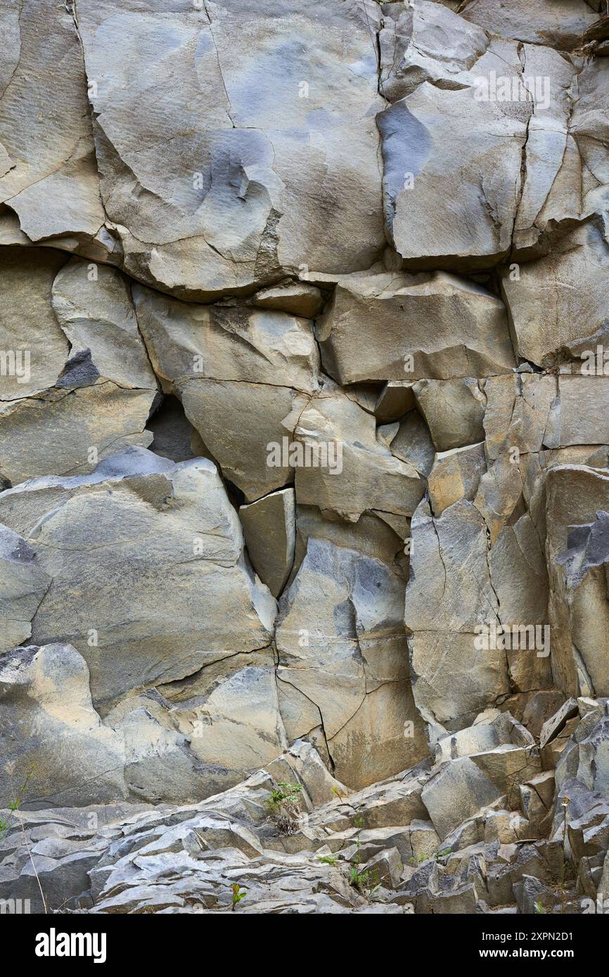 Various rock formations of basalt, sandstone, dross and others in ...