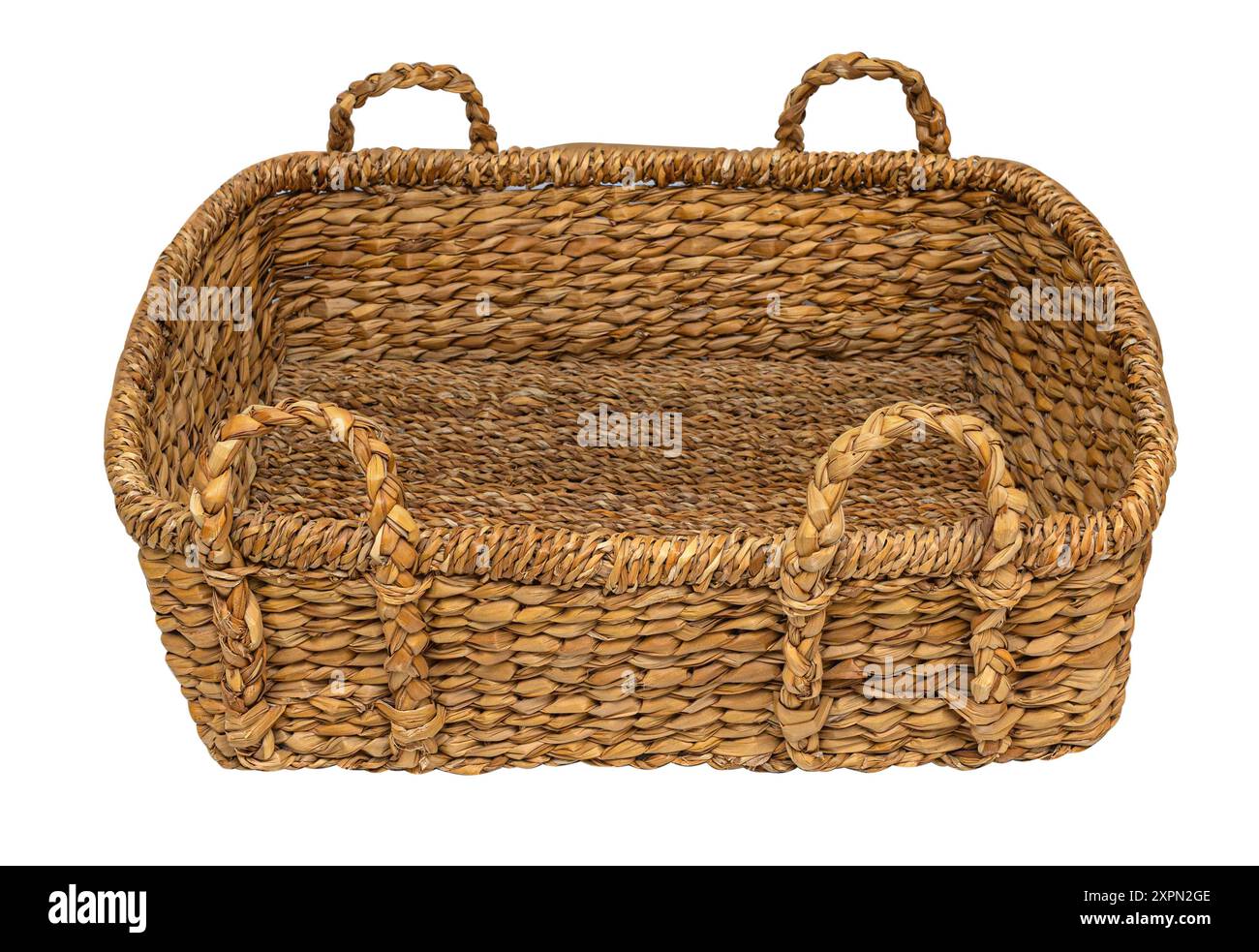empty large wicker basket isolated on white background with clipping ...