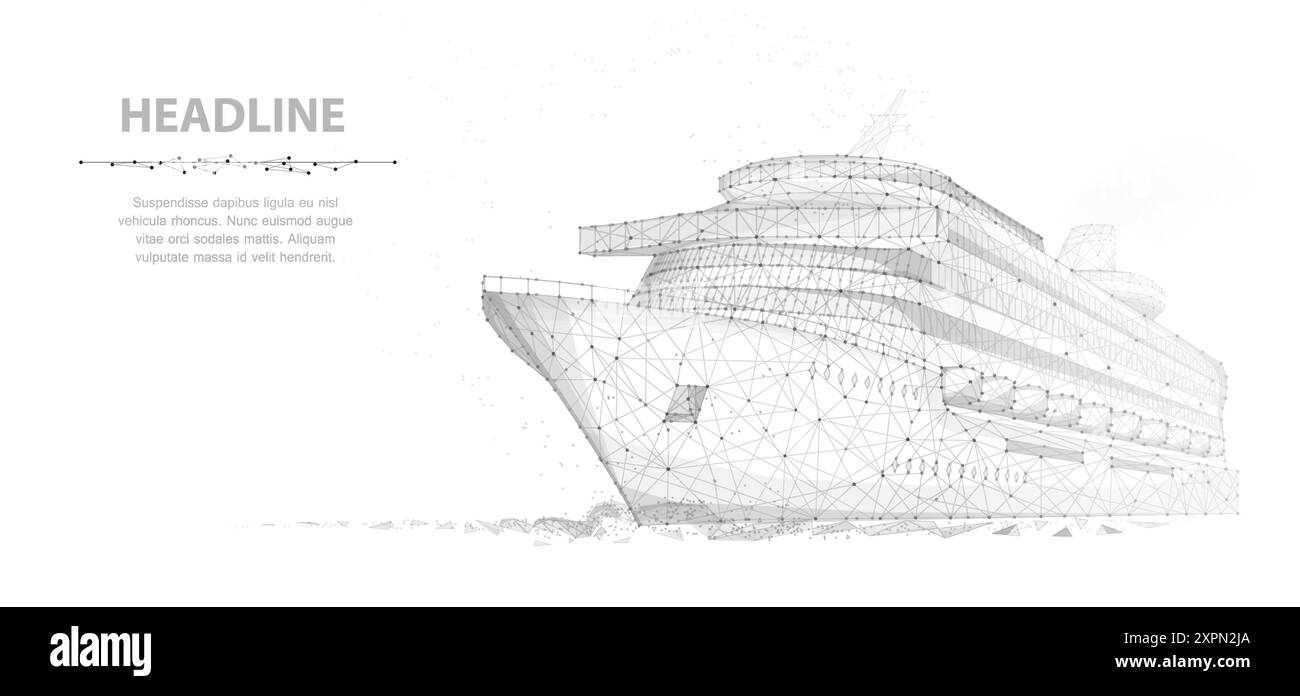 Ship. Abstract vector luxury ruise liner ship on dark blue night sky ...