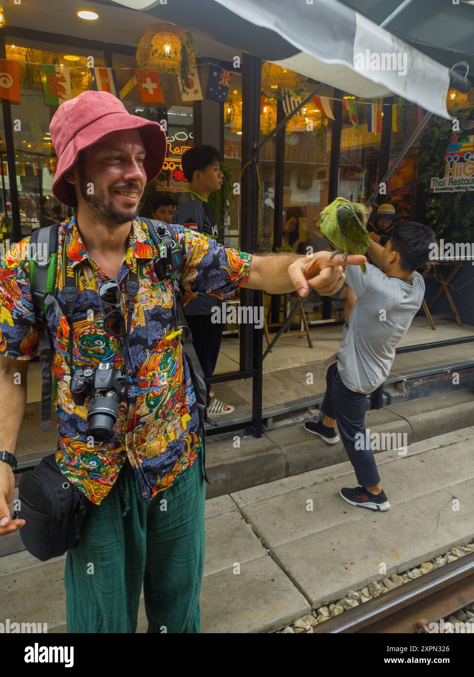 Talad Rom Hub, also known as the Maeklong Railway Market Stock Photo ...