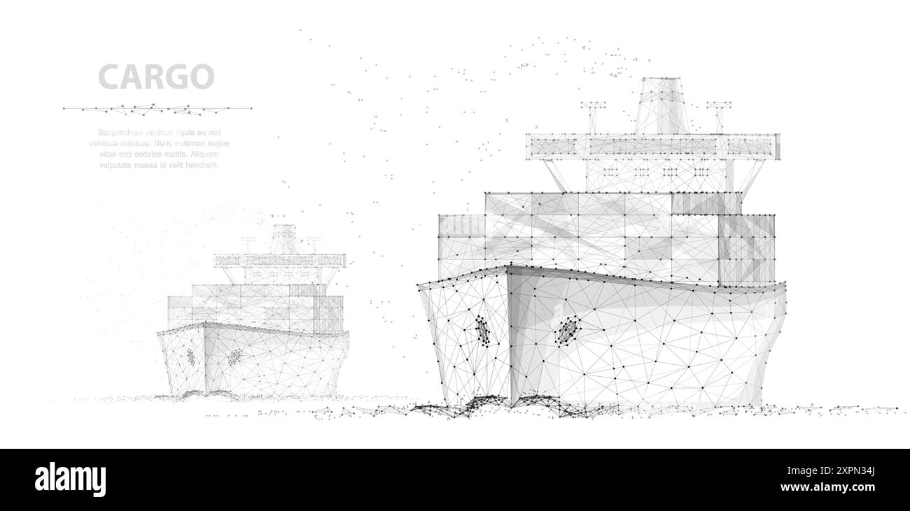 Worldwide cargo ship. Two boats. Abstract Polygonal wireframe vector ...