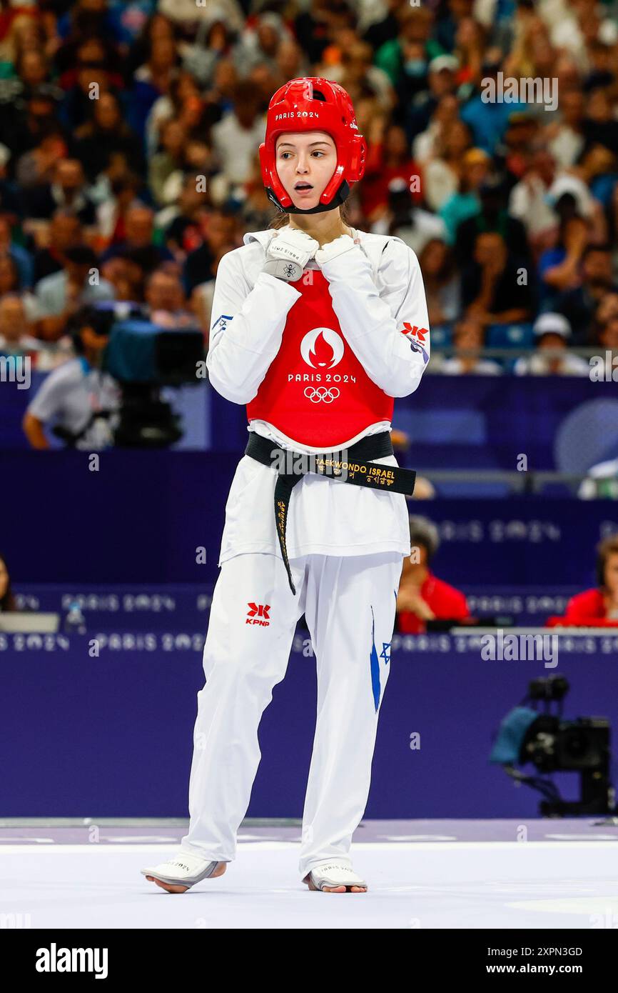 Abishag Semberg of Israel gestures against Dunya Ali M Abutaleb of ...