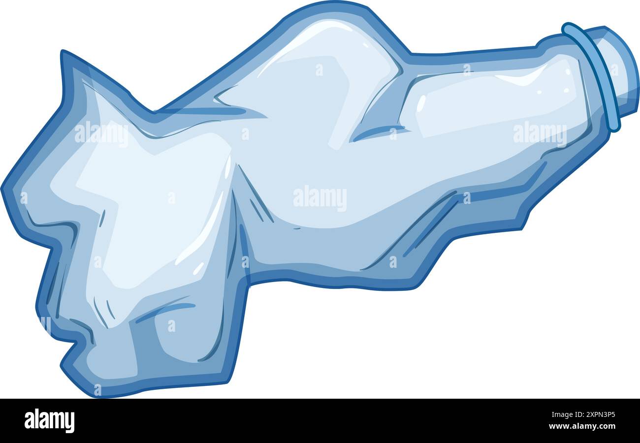 line crumpled plastic bottle cartoon vector illustration Stock Vector ...