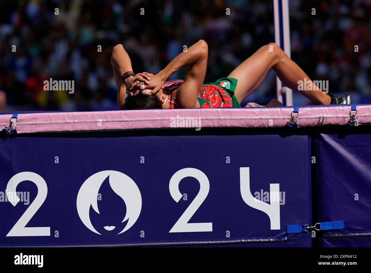 Erick Portillo, of Mexico, reacts while competing during the women's ...