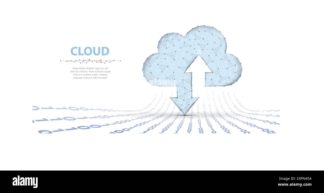 Cloud technology. Polygonal wireframe art looks like constellation. Concept illustration or ...