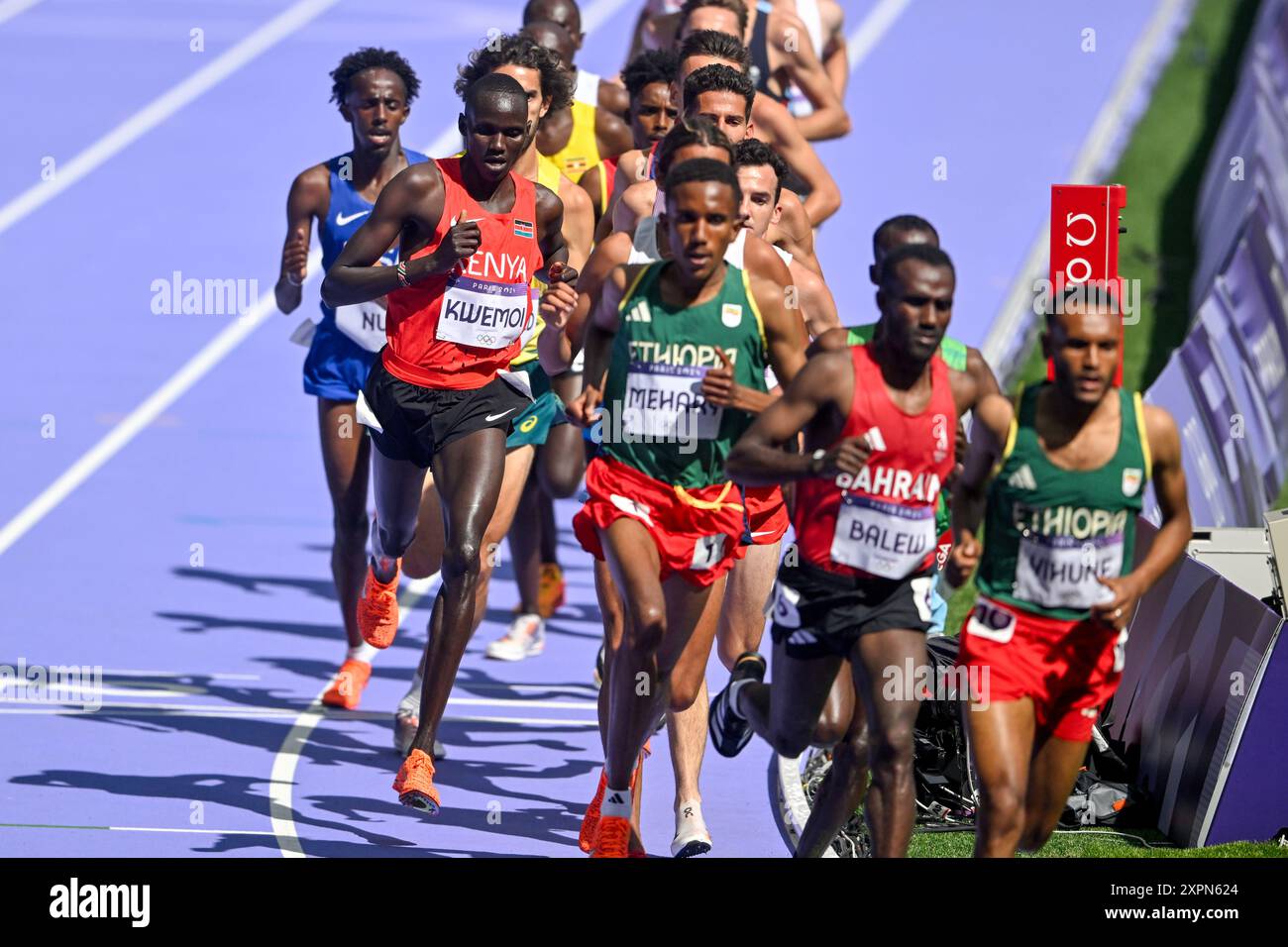PARIS, FRANCE - AUGUST 7: Ronald Kwemoi of Kenya competing in the Men's 5000m during Day 12 of ...