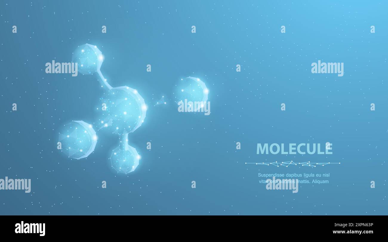 Molecule. Abstract futuristic micro molecule structure with sphere on ...