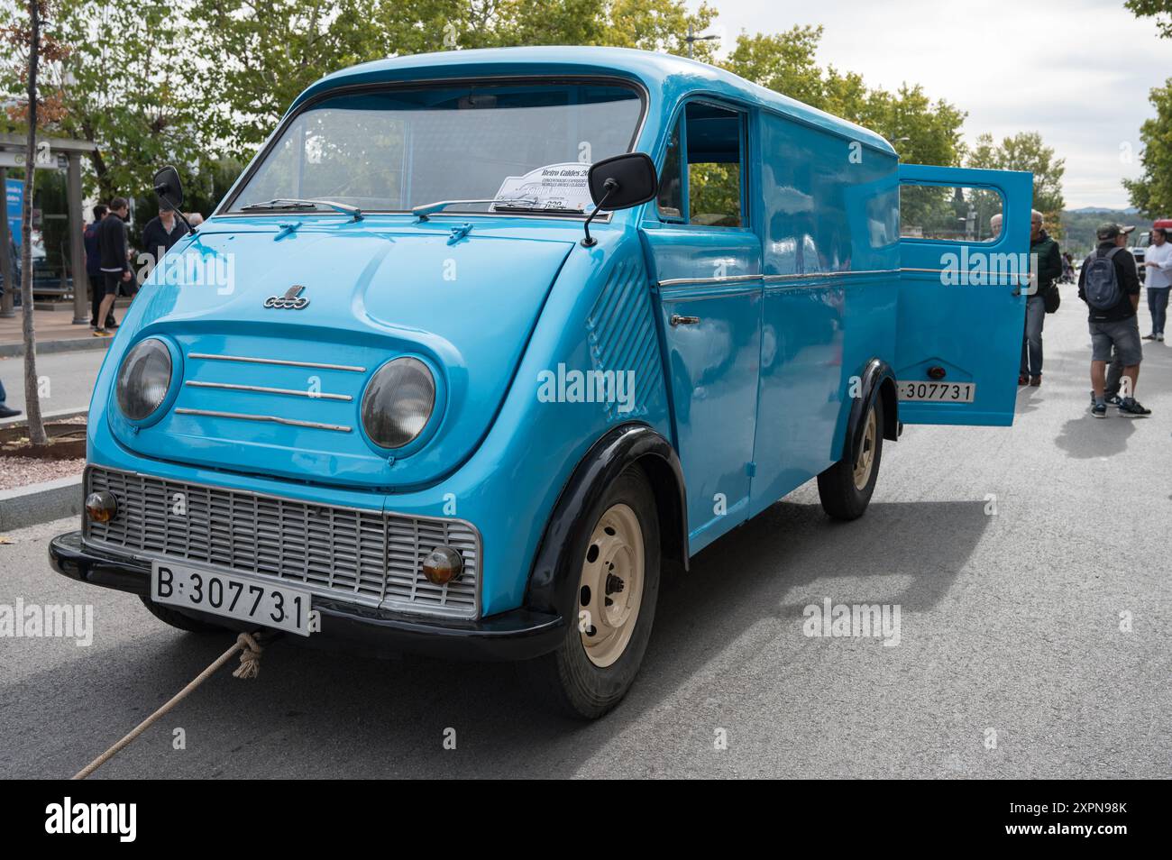 Front view of an old blue colored Autounion DKW F89L light van on the ...