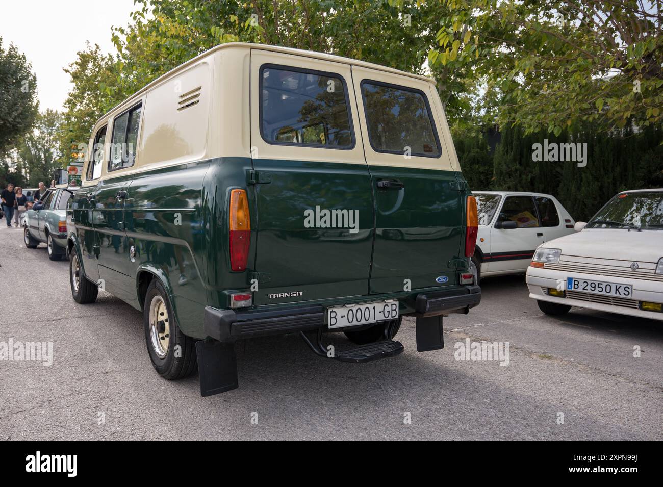 Rear view of a nice and classic second generation Ford Transit van on ...
