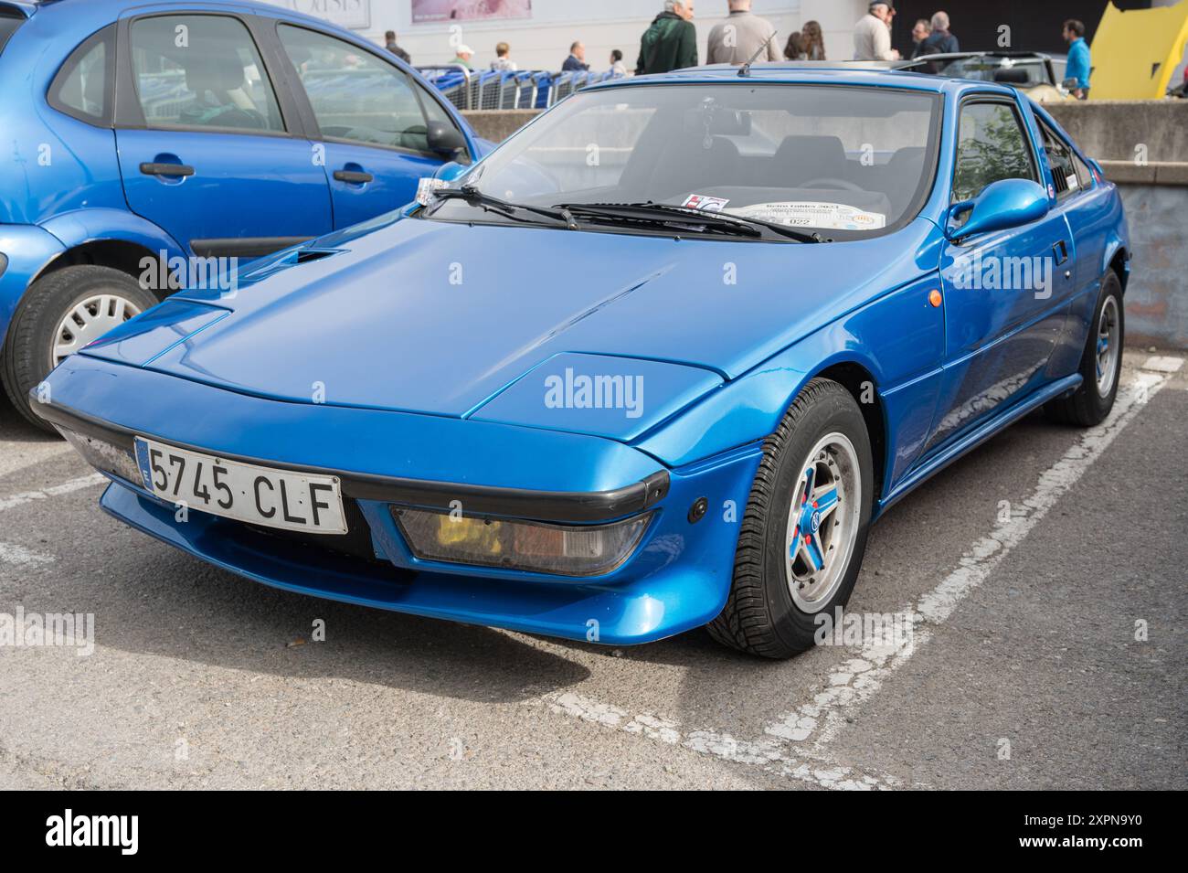 Front view of a classic blue Matra Murena sports car parked on the ...