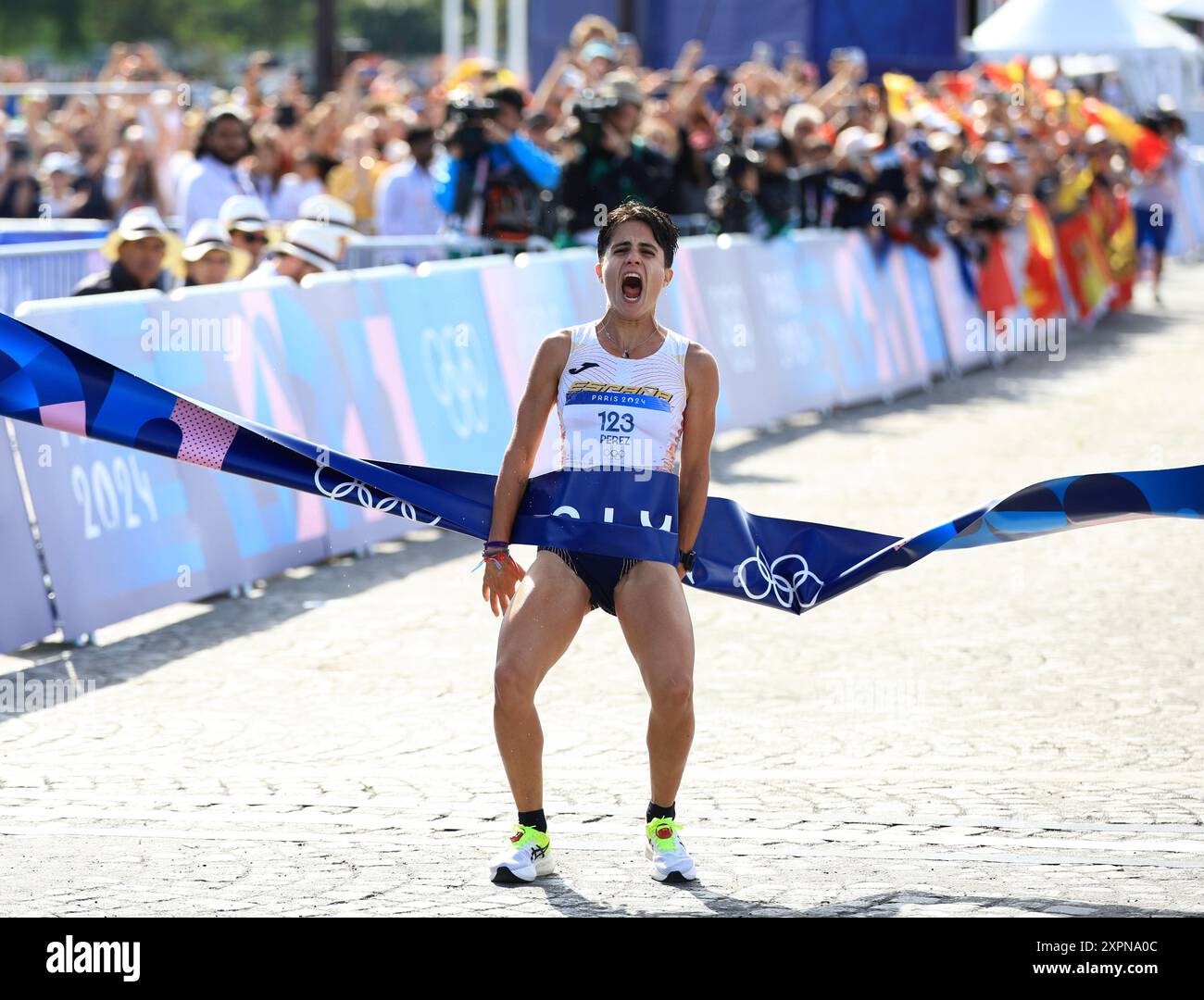 PEREZ Maria of Spain reacts after winning the marathon race walk relay ...