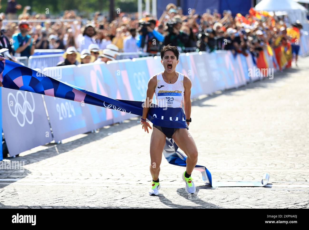 PEREZ Maria of Spain reacts after winning the marathon race walk relay ...