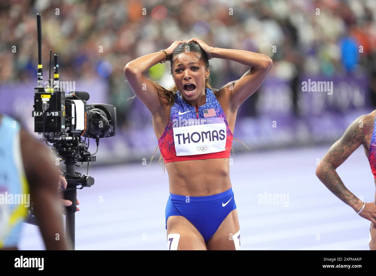 Gabrielle Thomas (USA) celebrates her victory on womens 200m final ...
