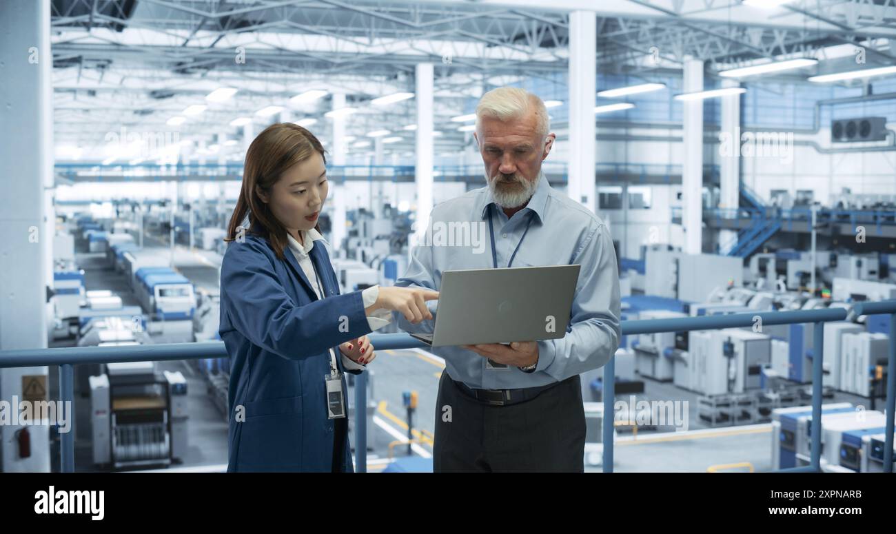 Male Engineer and Female Project Manager Standing on a Platform ...