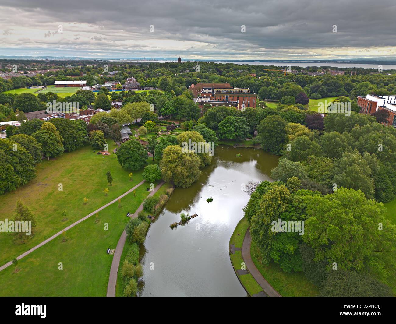 Aerial view of Greenbank Park and Greenbank Student Village in Mossley ...