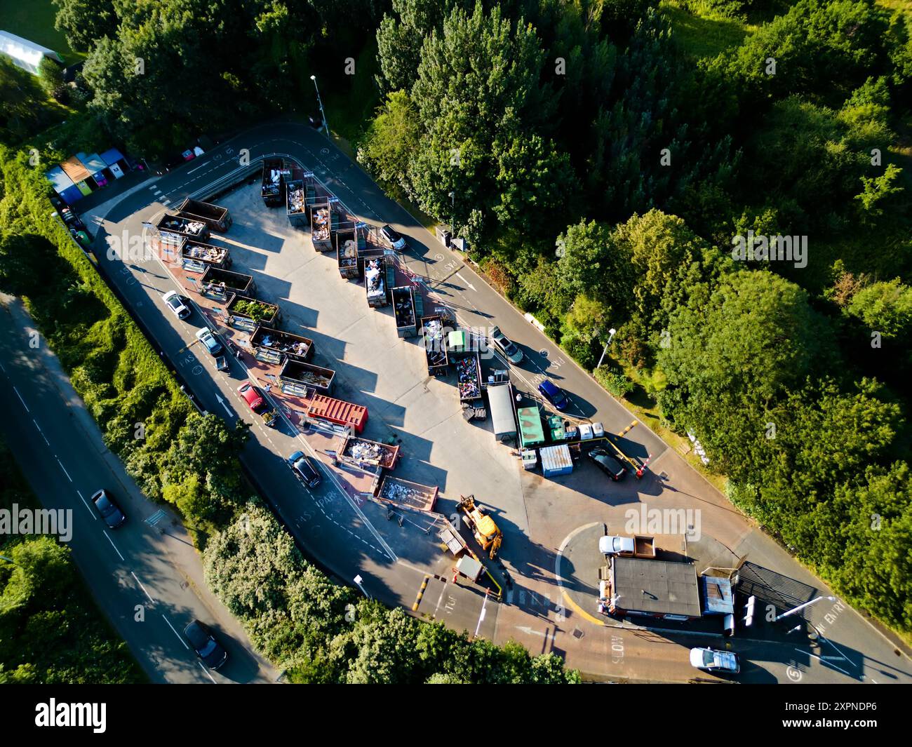 Aerial view of Otterspool Household Waste Recycling Centre in Liverpool ...