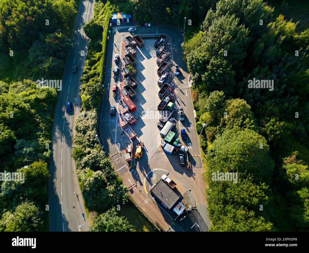 Aerial view of Otterspool Household Waste Recycling Centre in Liverpool ...