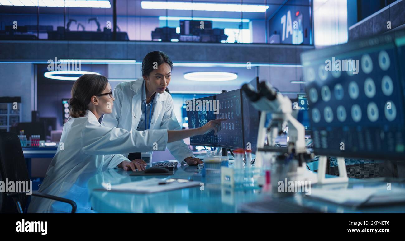 Medical Research Center Laboratory: Caucasian And Asian Female ...