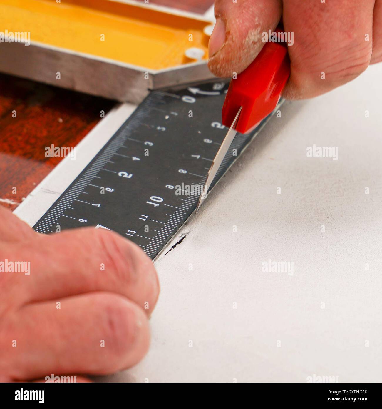 Worker cuts plastic panel siding hi-res stock photography and images ...