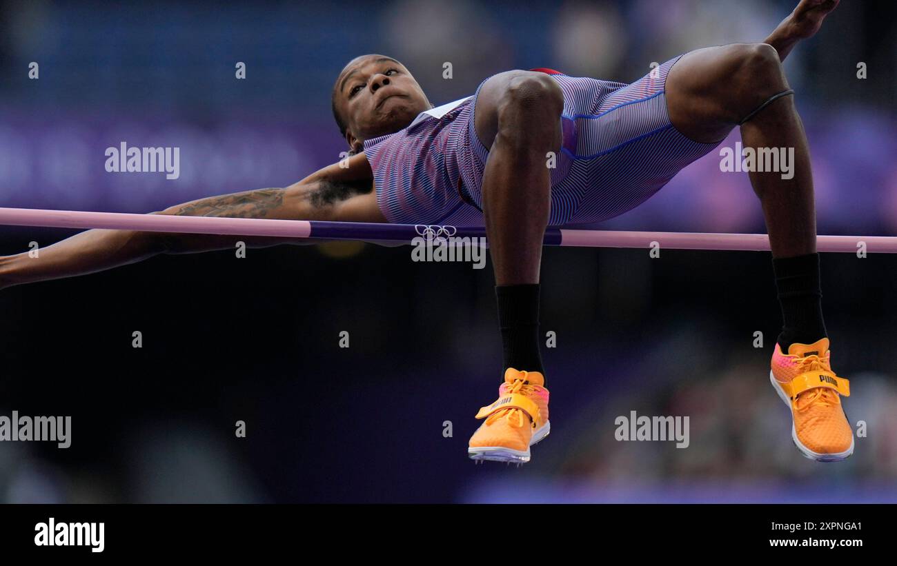 Juvaughn Harrison, of the United States, competes in the men's high ...
