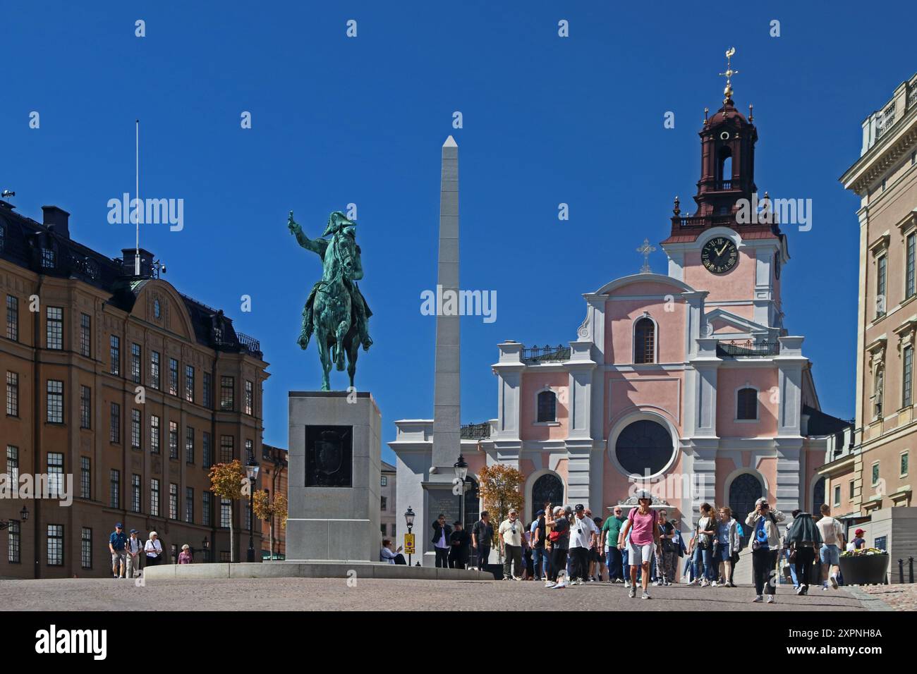 Statue of Carl XIV Johan, Obelisk and Storkyrkan at the top of ...
