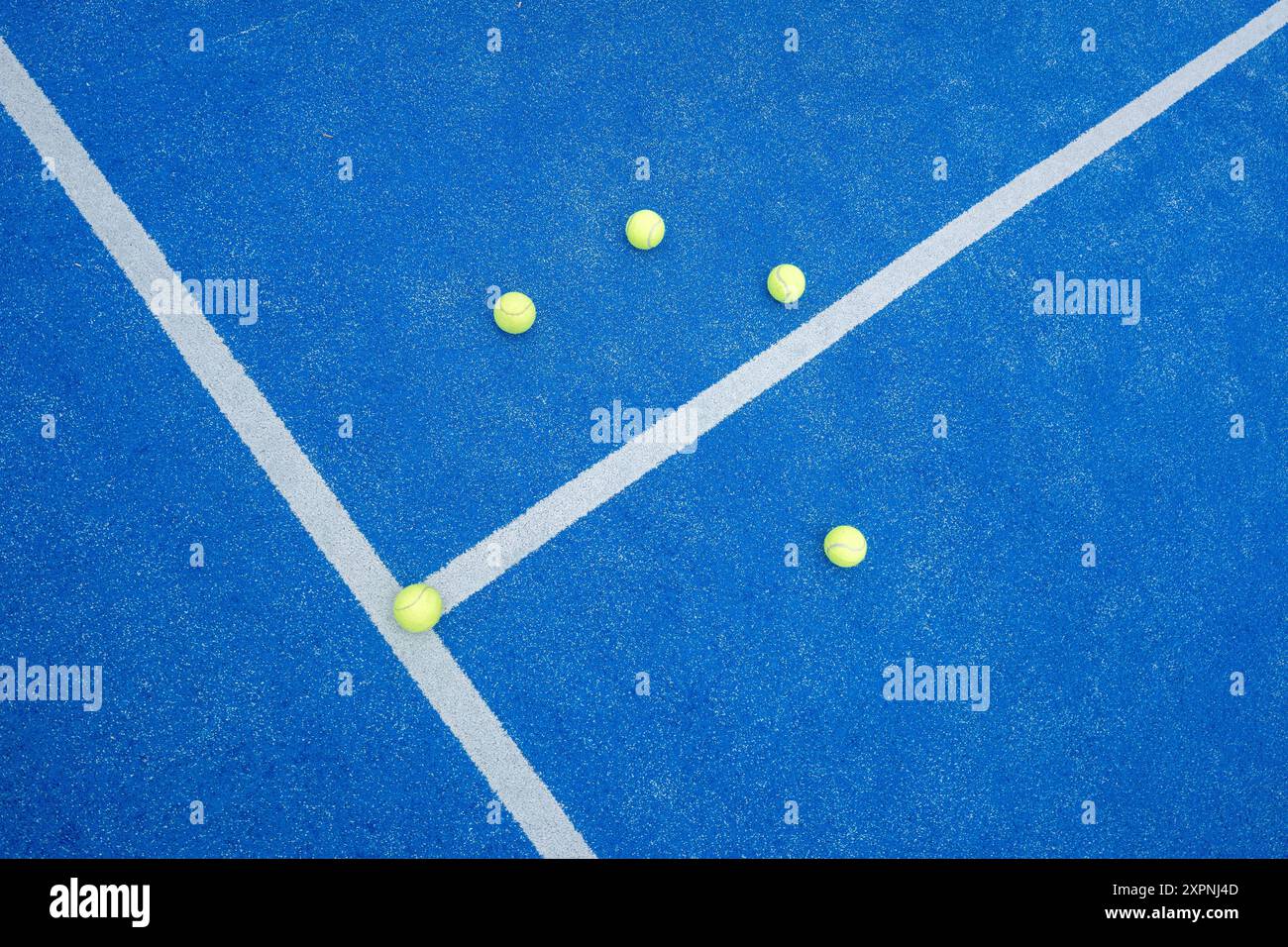 Top view of a line and texture of blue paddle tennis court and five ...