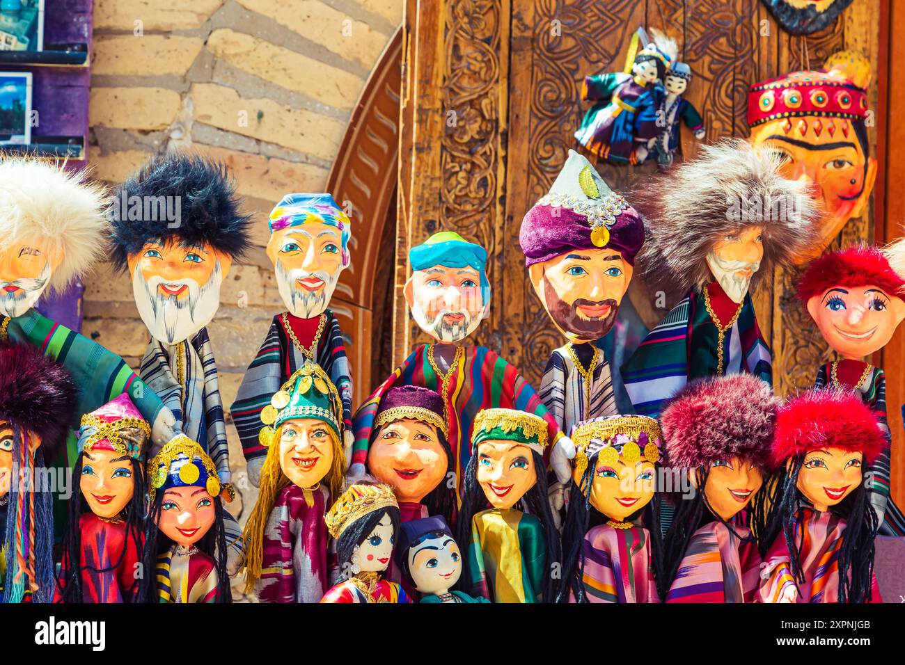 Papier-mache dolls at a street bazaar in Ichan Kala, Khiva's Inner Town ...