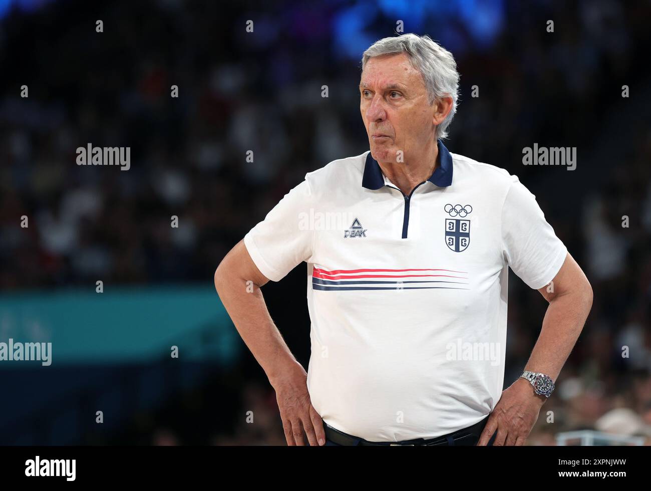 Paris, FRANCE - AUGUST 06: Svetislav Pesic head coach of Serbia during ...
