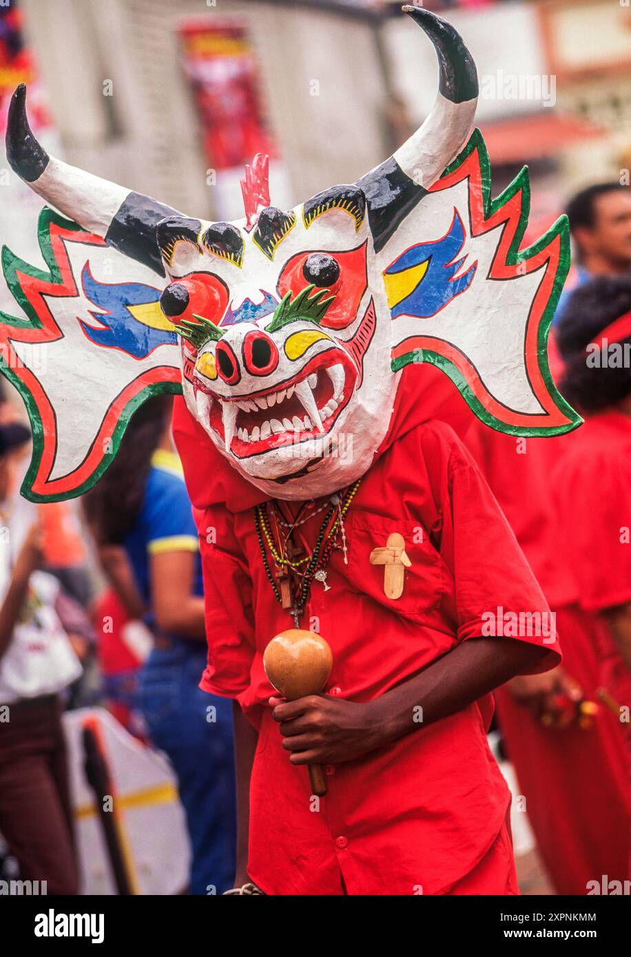 Devil dancers or Diablos De Yare during Corpus Christi celebration in ...