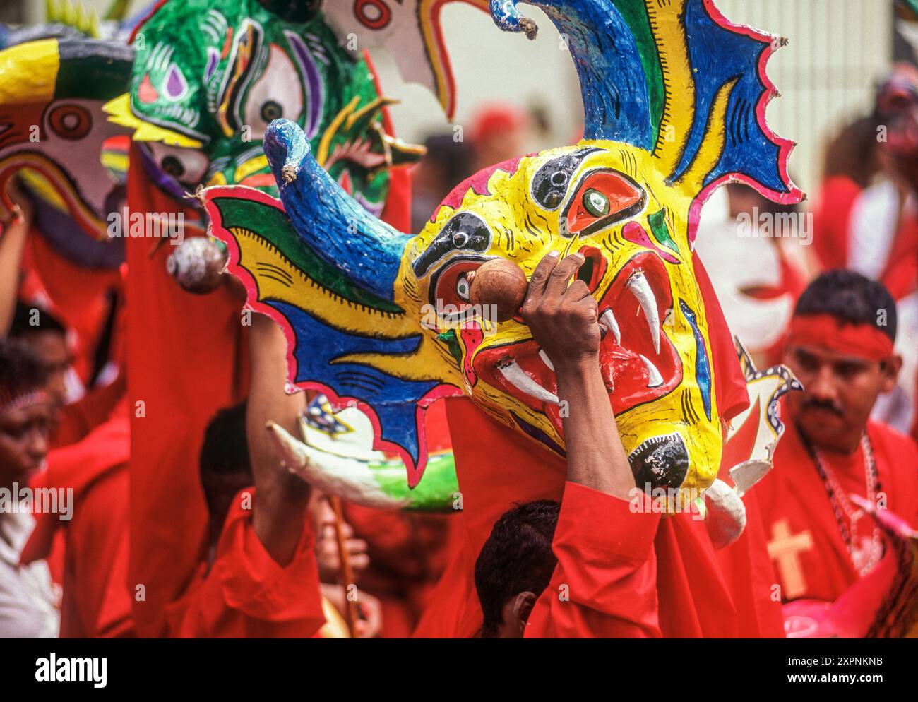 Devil dancers or Diablos De Yare during Corpus Christi celebration in ...